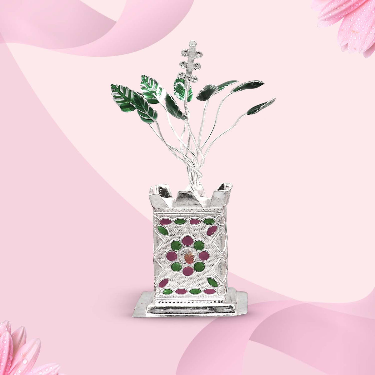 Buy Divine Silver Tulsi Plant Online at Best Prices – Khushbu Jewellers