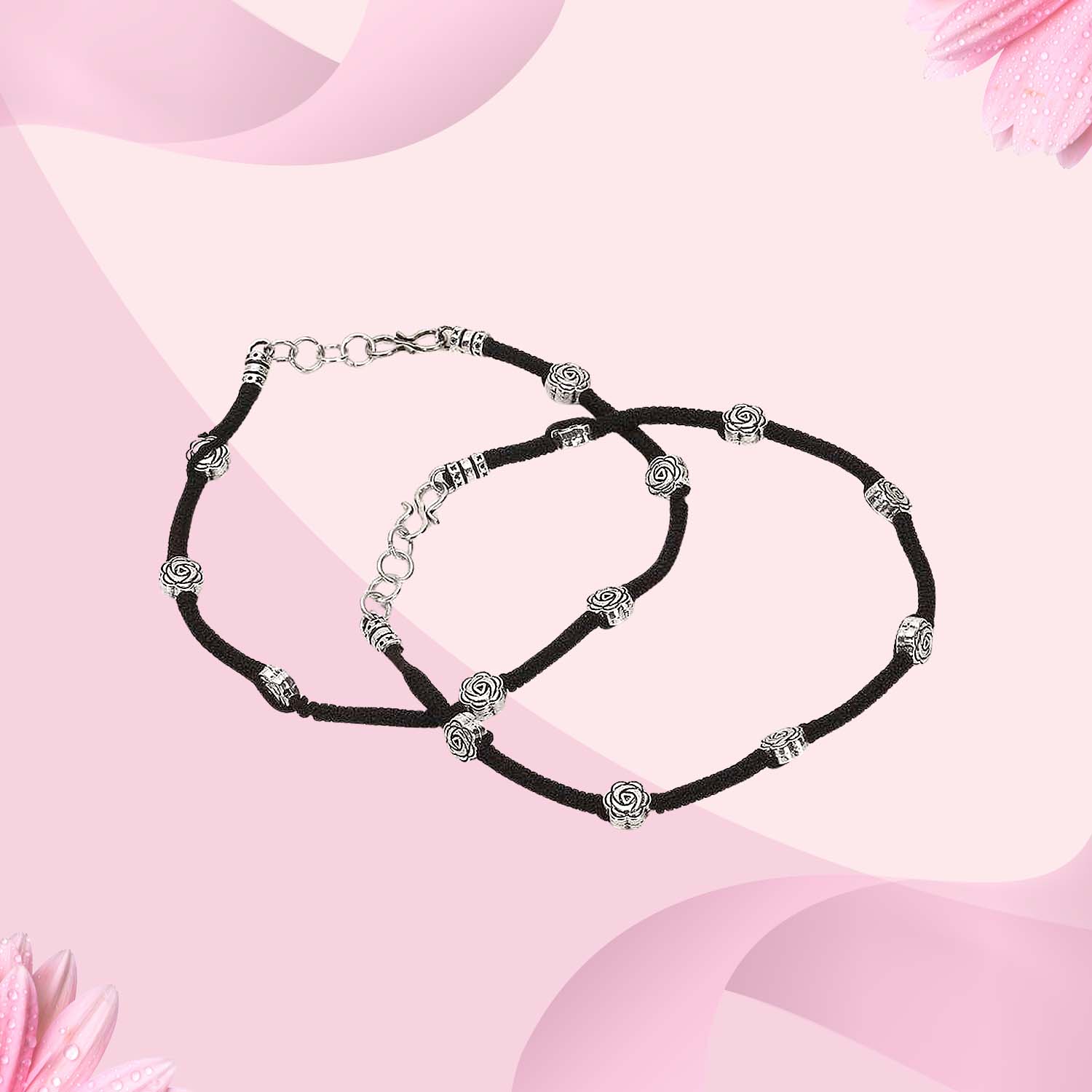 Buy Premium Silver Black Thread Anklets/Payal Online at Unbeatable ...