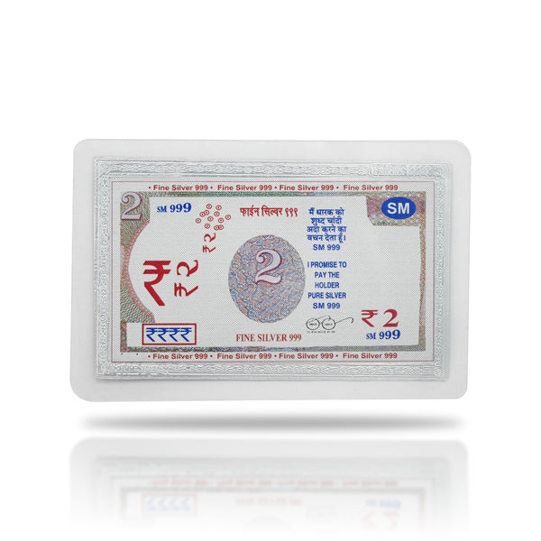 999 Pure Silver 2 Rupees Currency Note – Khushbu Jewellers